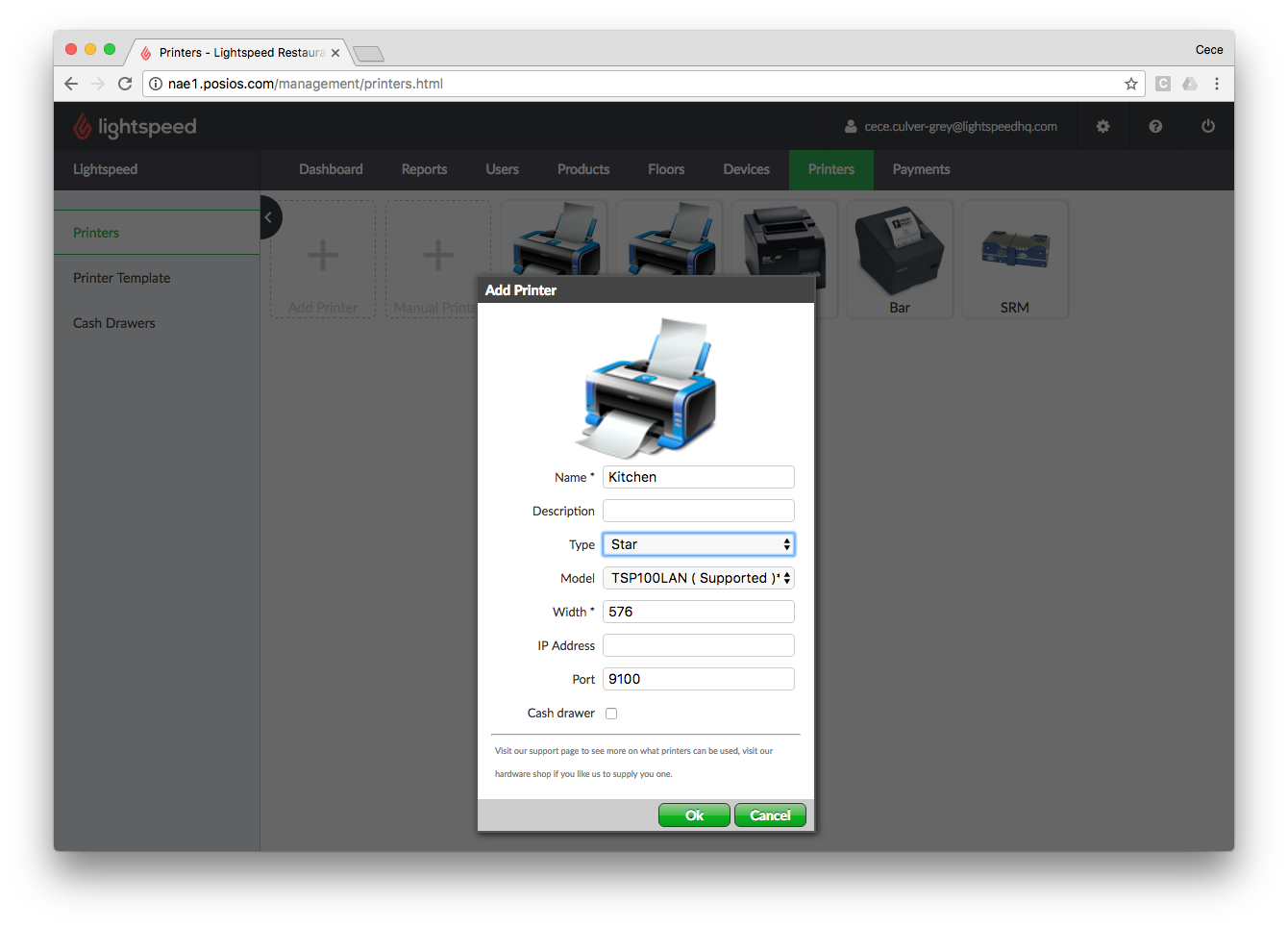 Adding printers – Lightspeed Restaurant